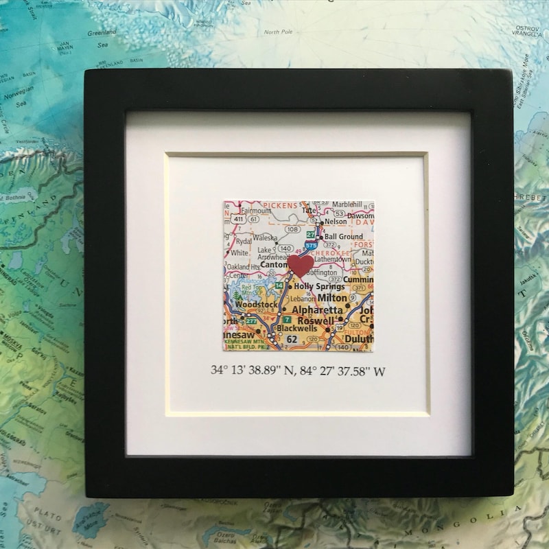 Coordinate Map Framed - Etsy