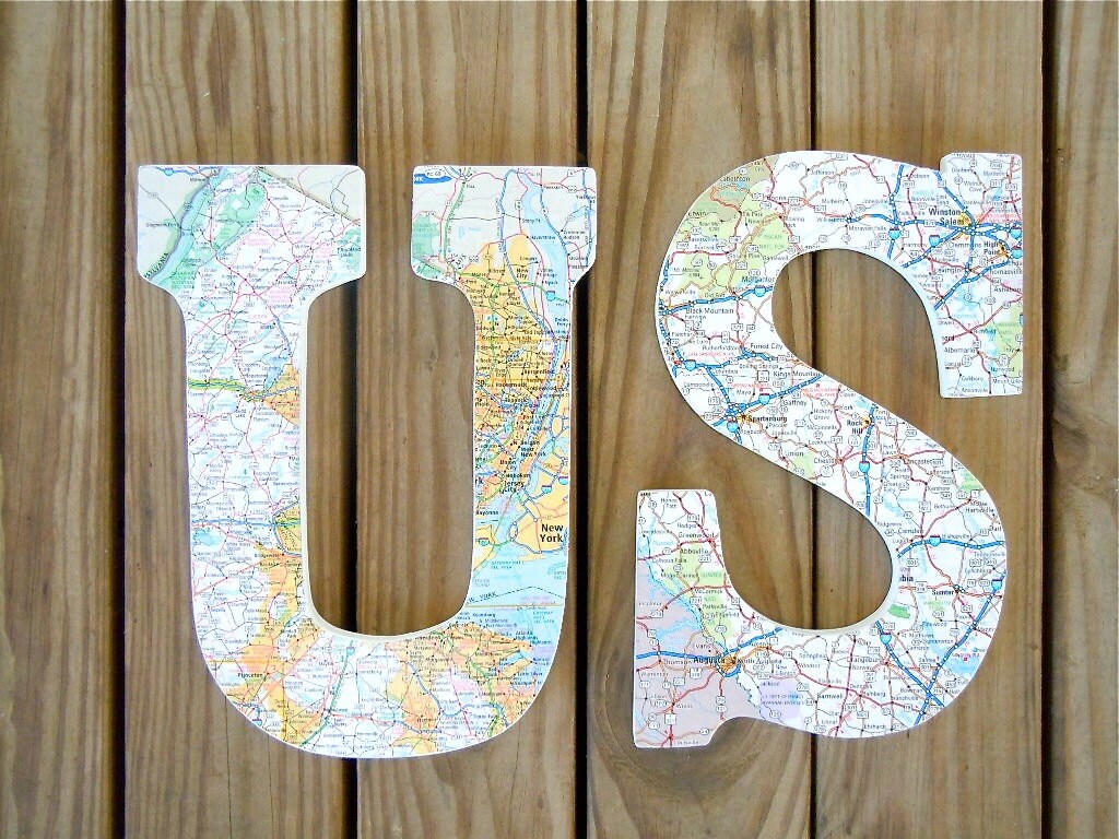 Map Letter 3D Map Letters Map Covered Letter Alphabet | Etsy