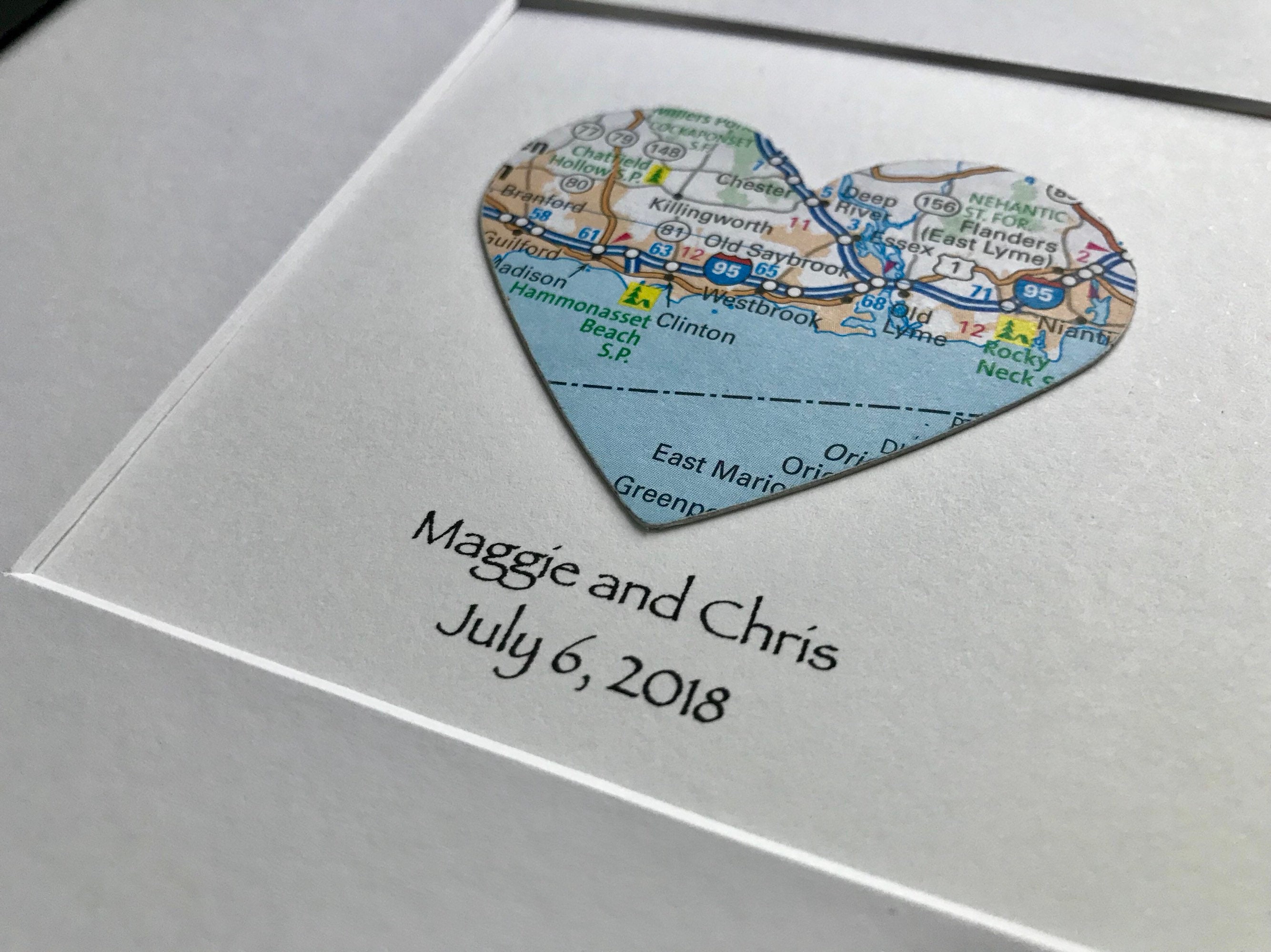 Framed Heart Map Text 8x8 Inch Black Frame Map Decor | Etsy