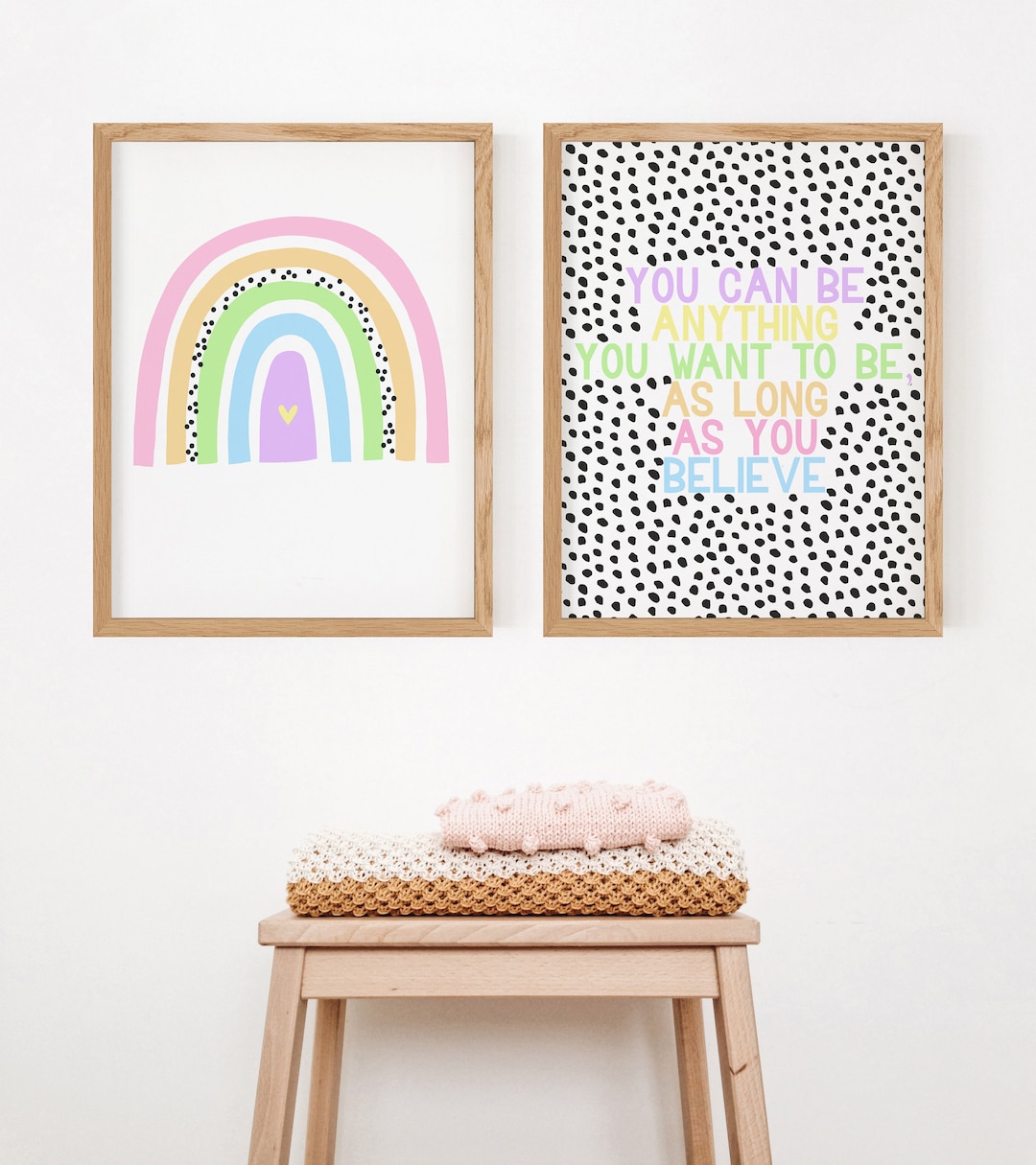 Pastel Rainbow Prints Dalmatian Wall Art Rainbow Wall Art Nursery Decor ...