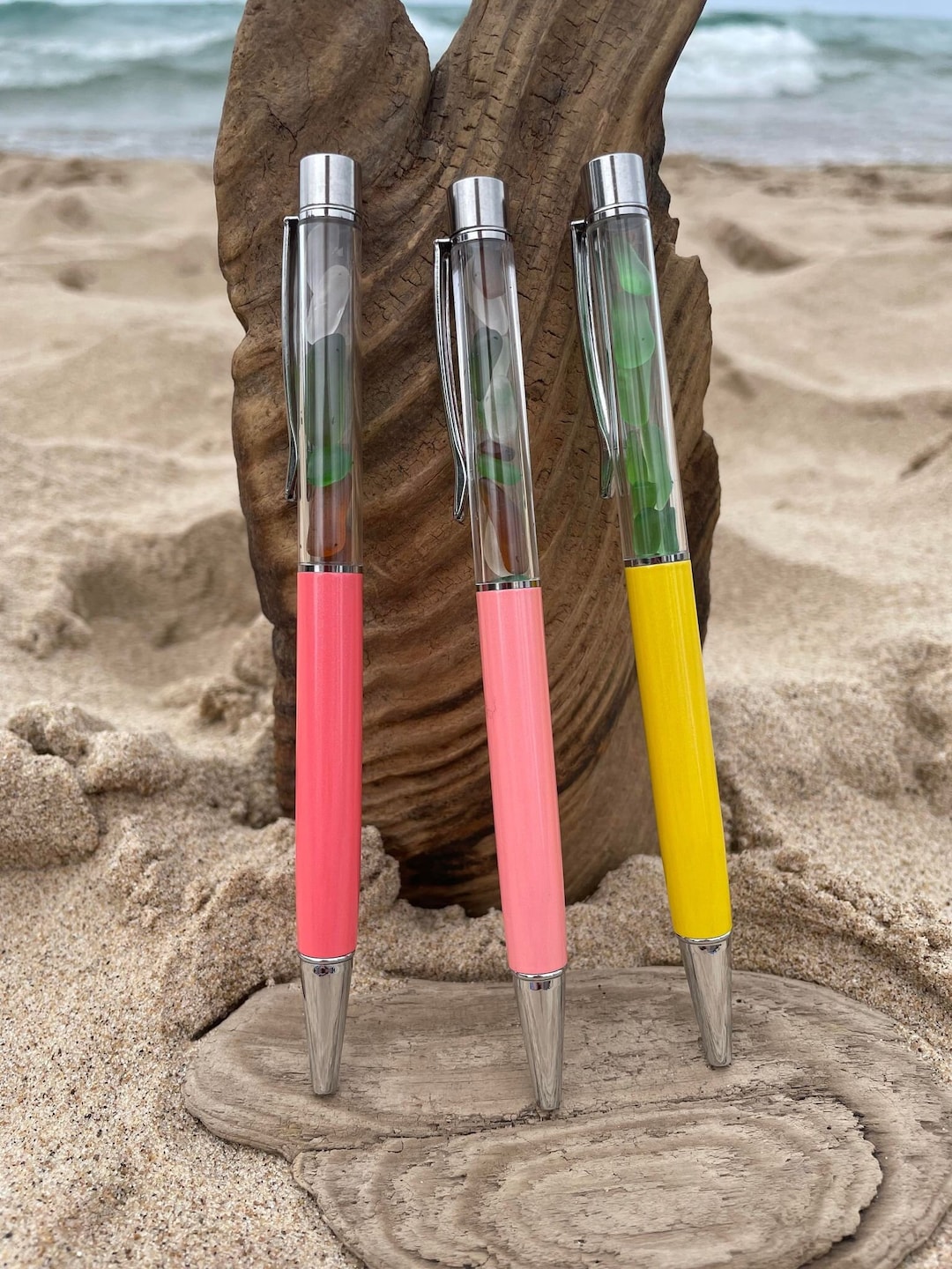 Lake Michigan Sea Glass Filled Pen: Refillable Black Ink - Etsy