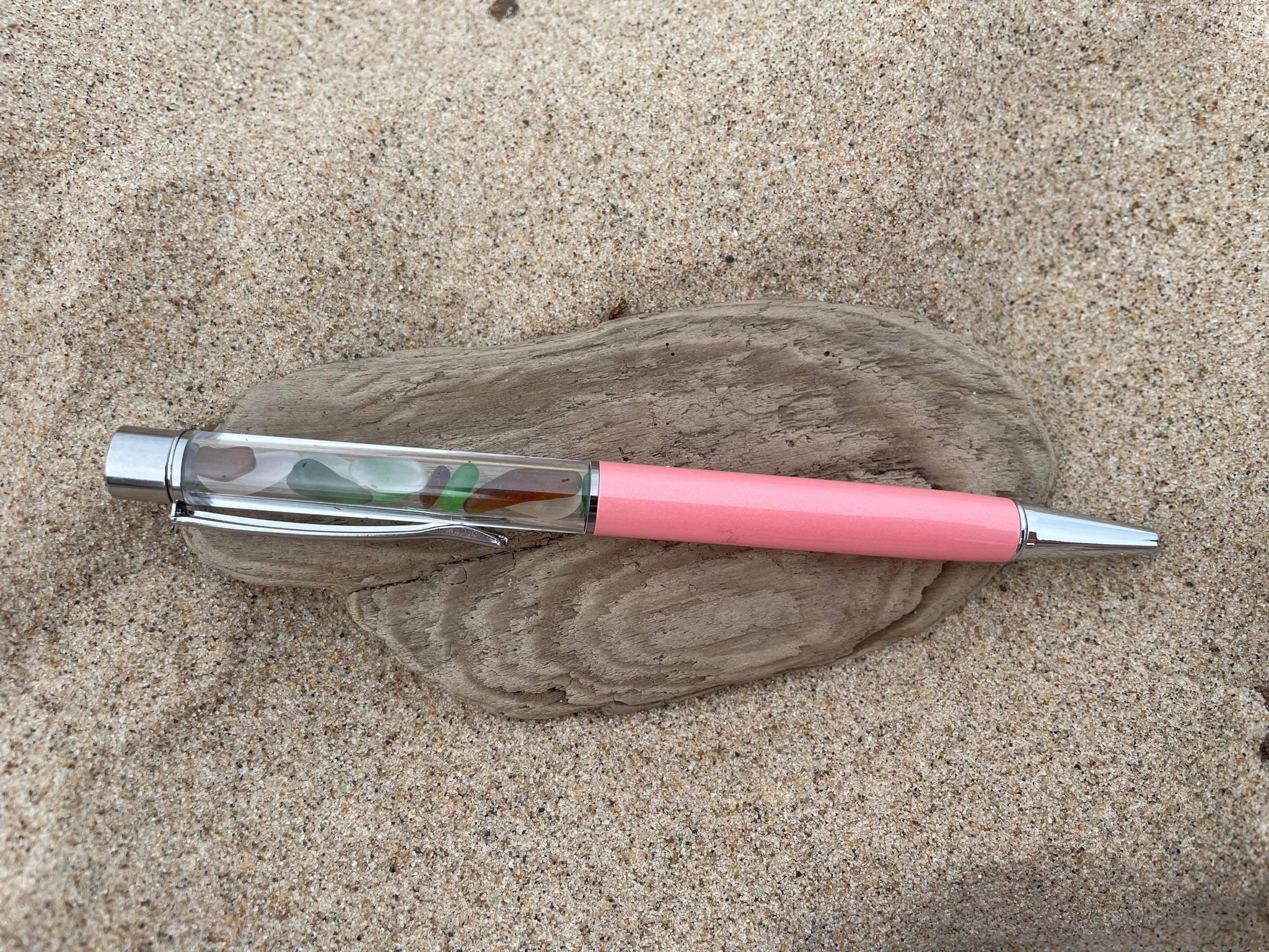 Lake Michigan Sea Glass Filled Pen: Refillable Black Ink - Etsy