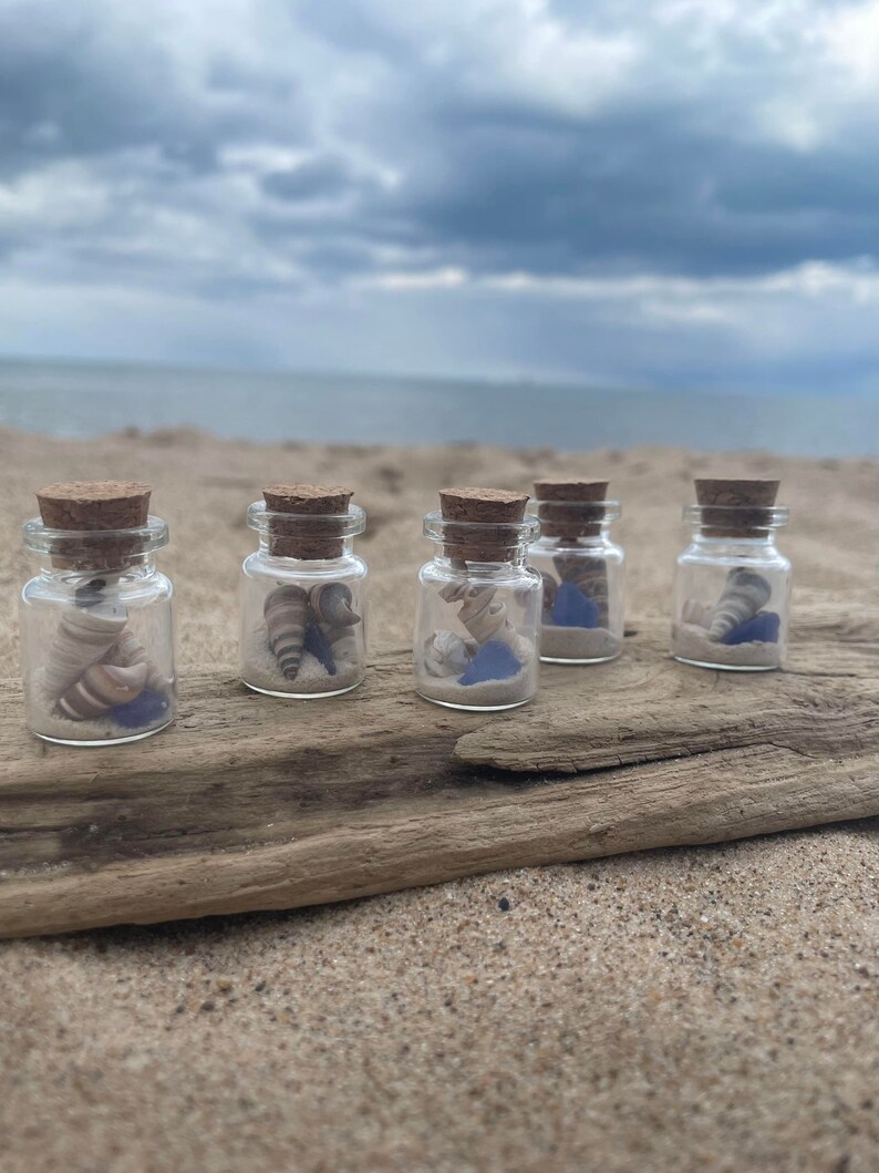 Miniature Beach in a Bottle, Genuine Blue Sea Glass From Lake Michigan ...