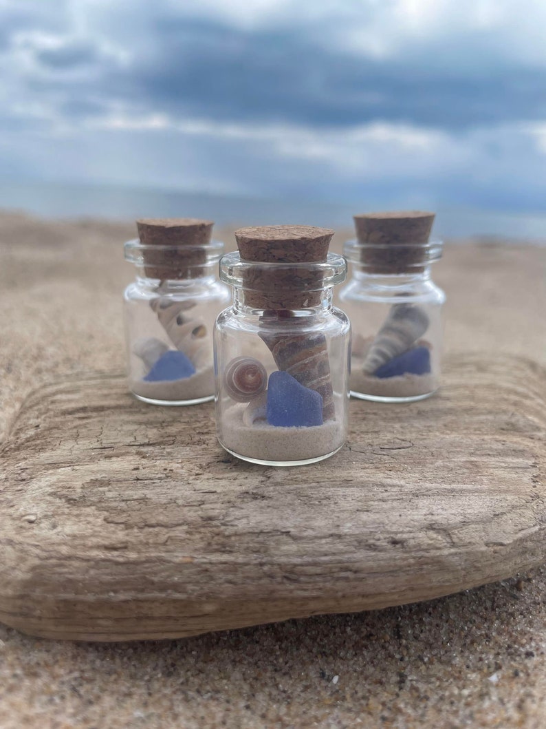 Miniature Beach in a Bottle, Genuine Blue Sea Glass From Lake Michigan ...