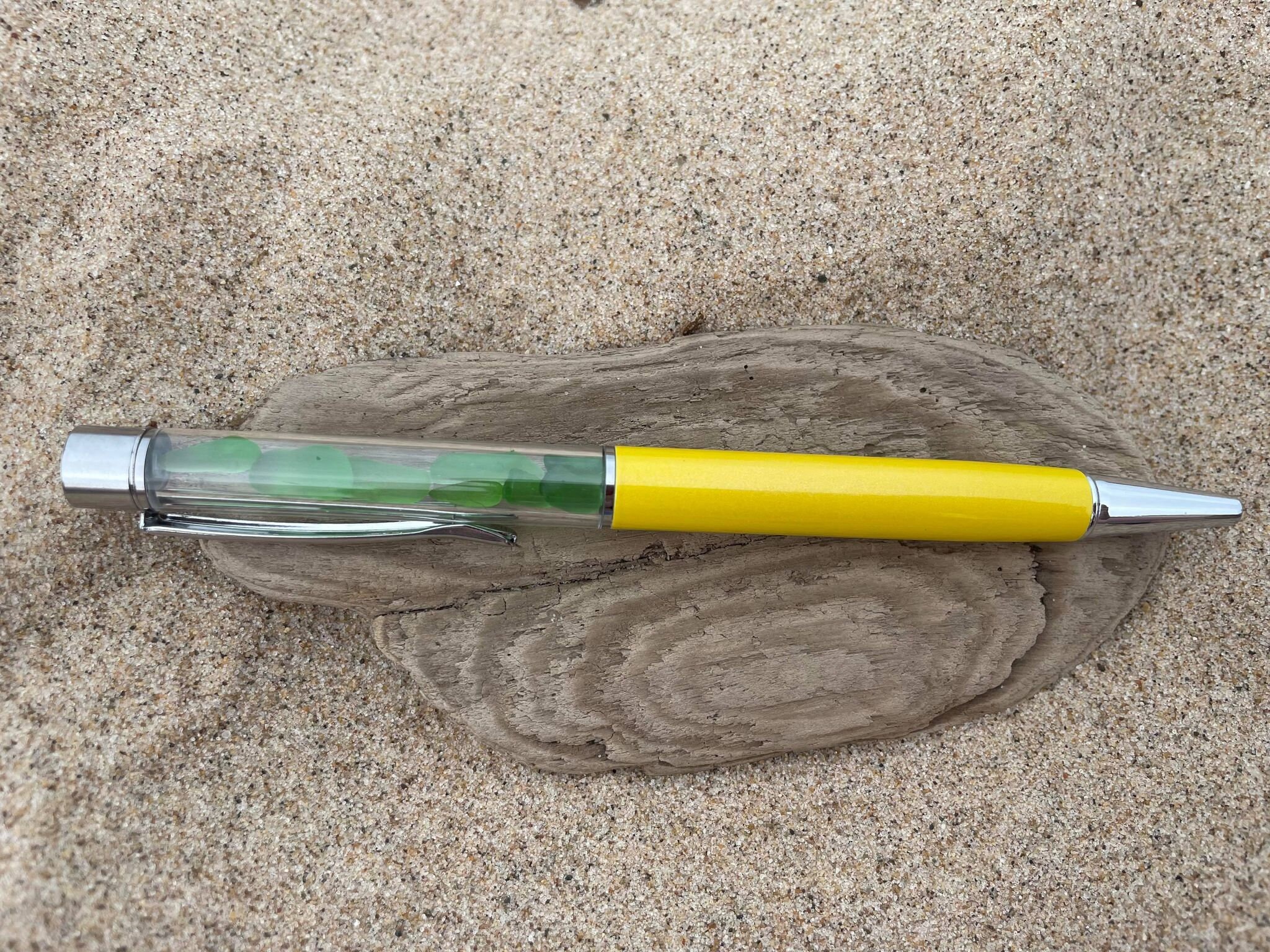 Lake Michigan Sea Glass Filled Pen: Refillable Black Ink - Etsy
