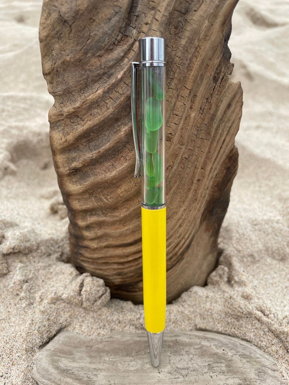 Lake Michigan Sea Glass Filled Pen: Refillable Black Ink - Etsy