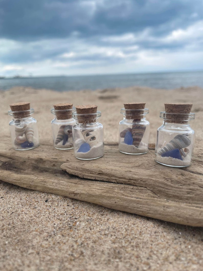 Miniature Beach in a Bottle, Genuine Blue Sea Glass From Lake Michigan ...