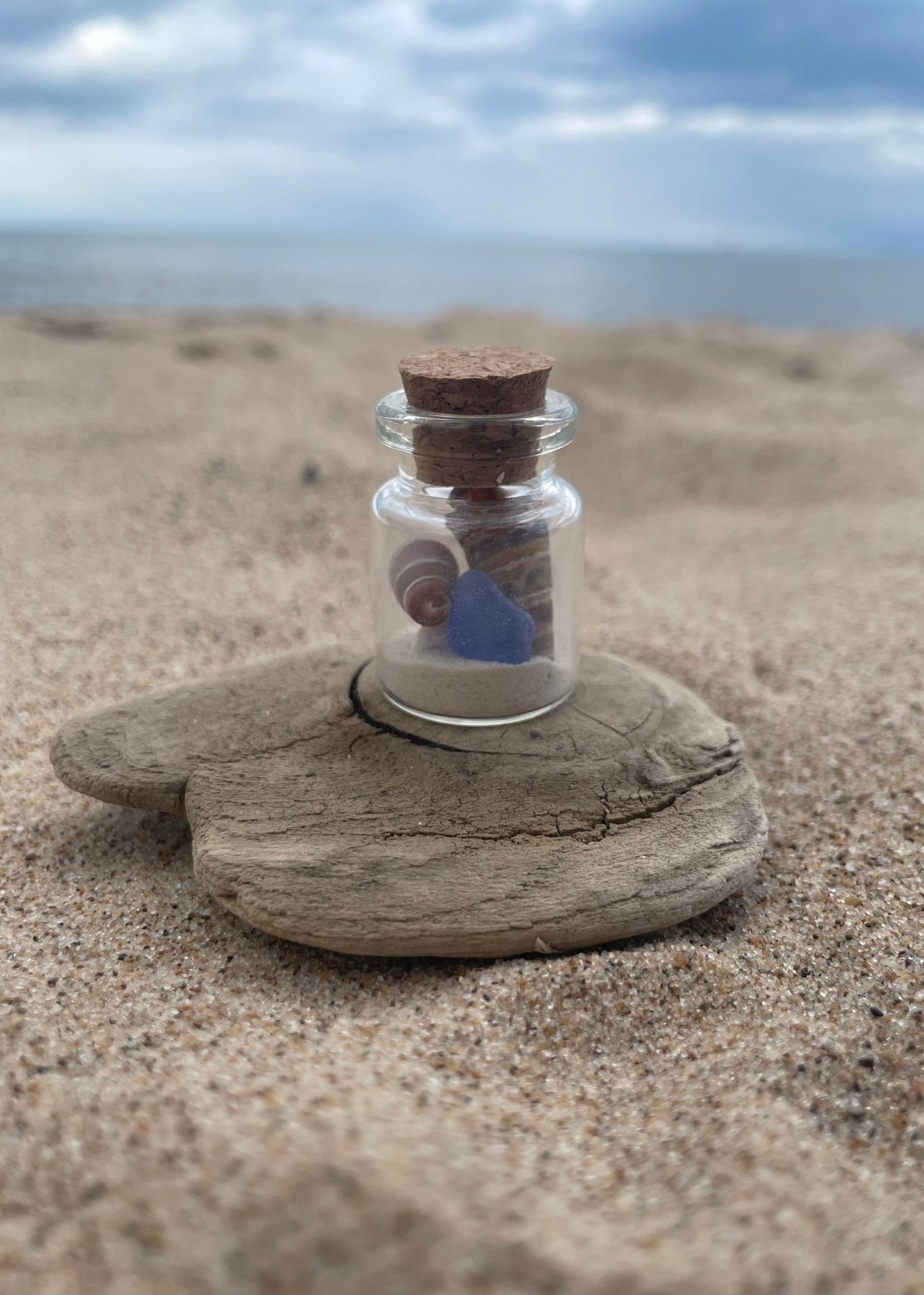 Miniature Beach in a Bottle, Genuine Blue Sea Glass From Lake Michigan ...