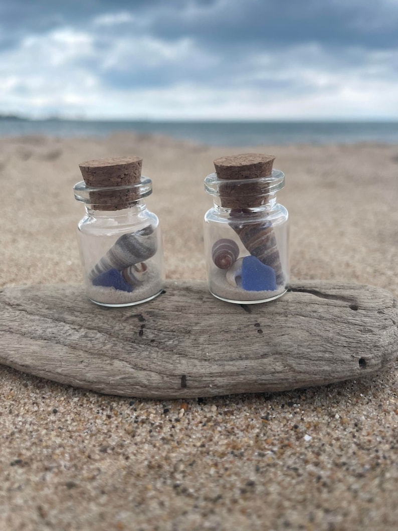 Miniature Beach in a Bottle, Genuine Blue Sea Glass From Lake Michigan ...