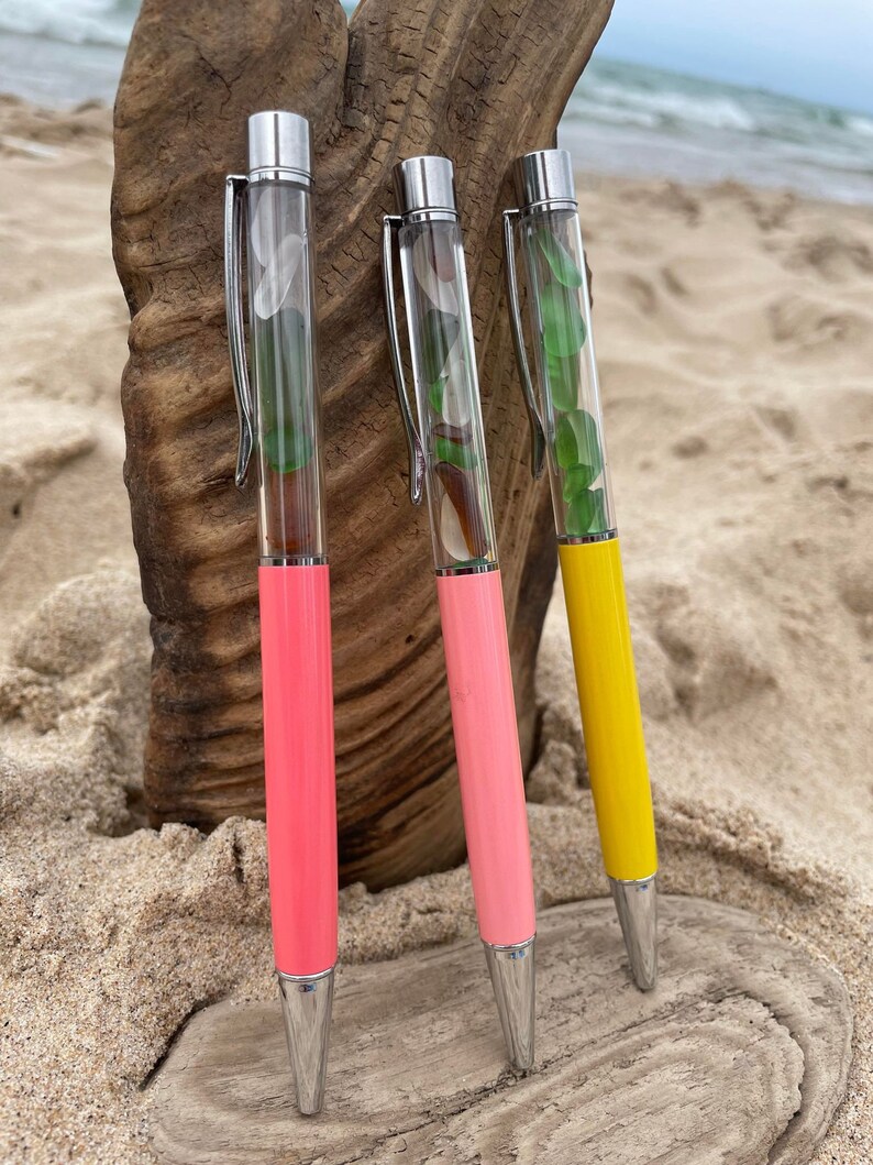 Lake Michigan Sea Glass Filled Pen: Refillable Black Ink - Etsy