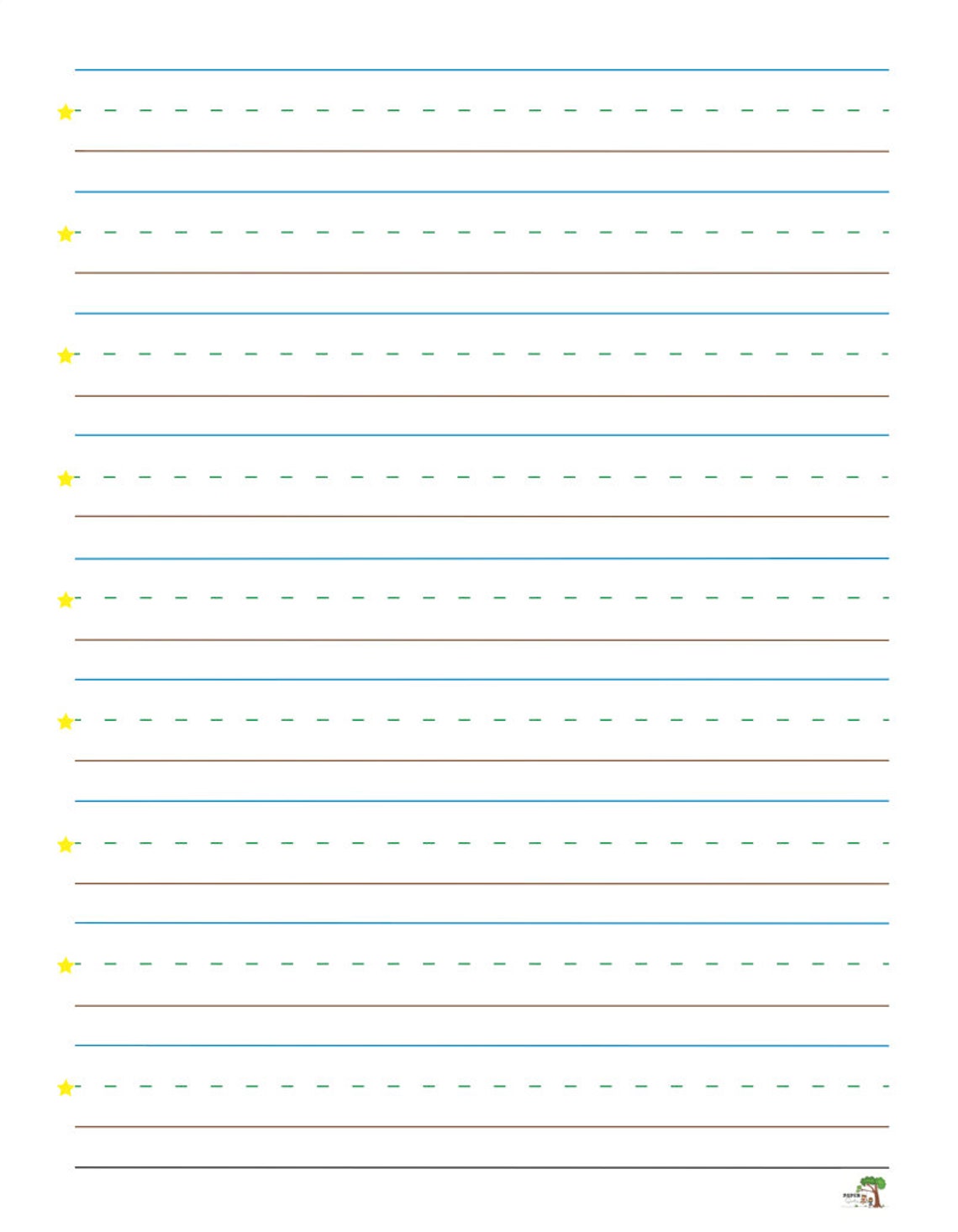 3/4-inch Ruled Handwriting Paper (kindergarten/first Grade) | Printable ...
