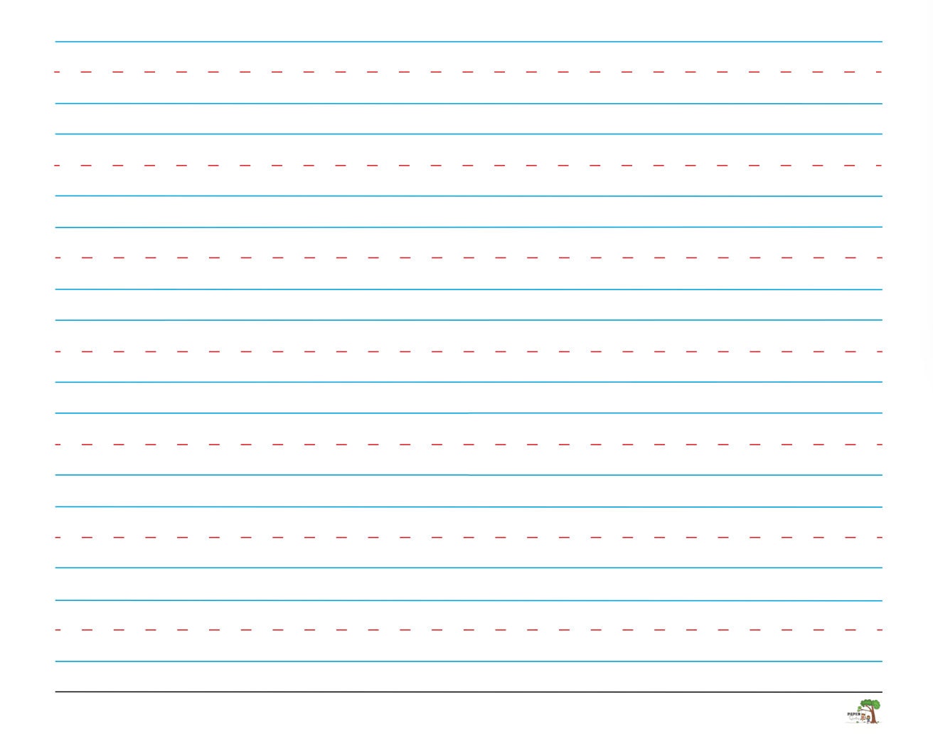 3/4-inch Ruled Handwriting Paper (kindergarten/first Grade) | Printable ...