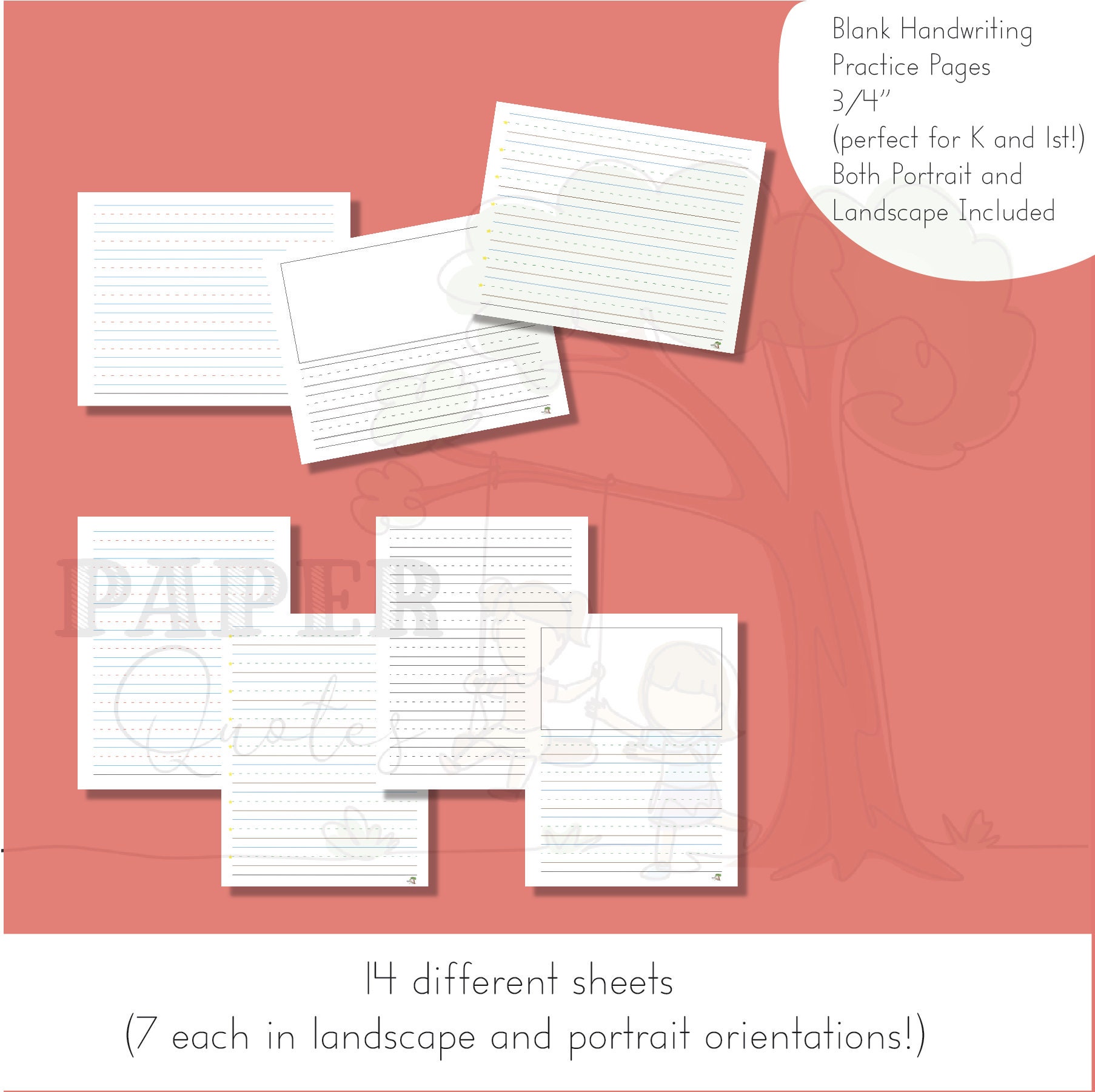3/4-inch Ruled Handwriting Paper (kindergarten/first Grade) | Printable ...