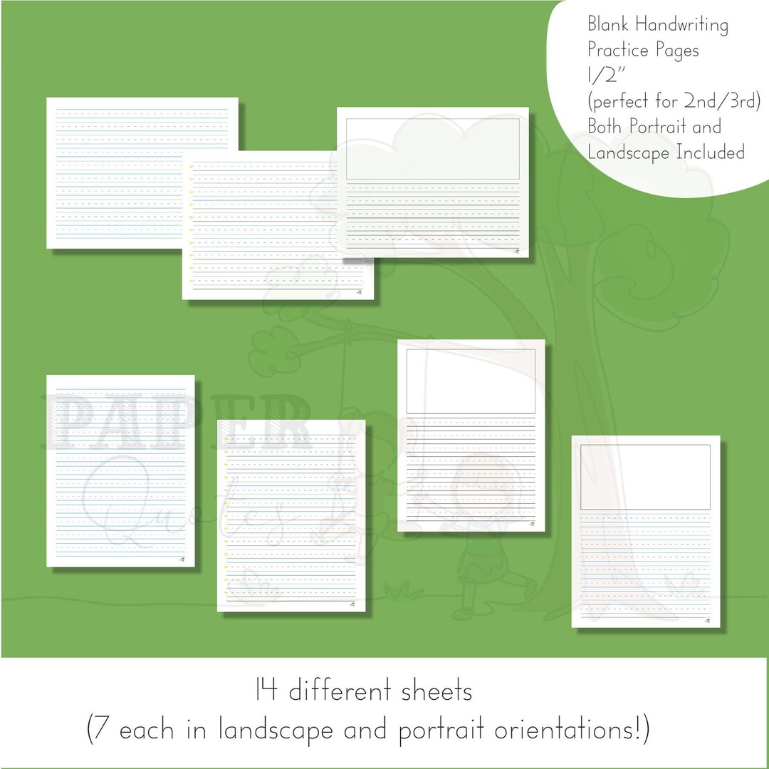 1/2-inch Ruled Handwriting Paper (second/ Third Grade) | Printable ...