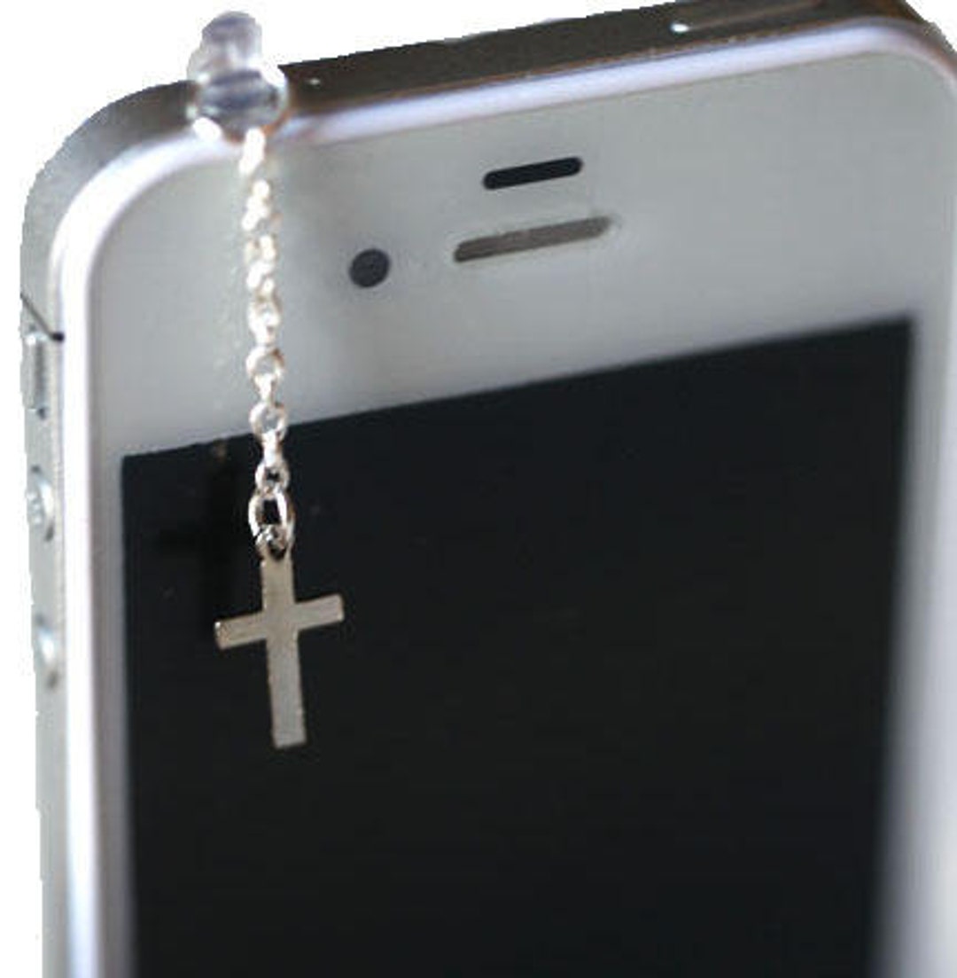 Elegant Silver Cross iPhone Earphone Plug/dust Plug - Cellphone ...