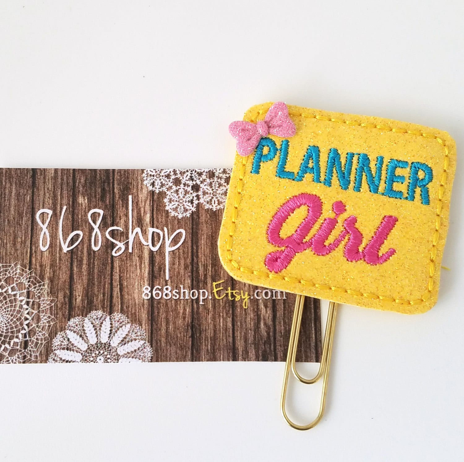 Pink Yellow Glitter Planner Girl Planner Clip| Paper Clips| Planner ...