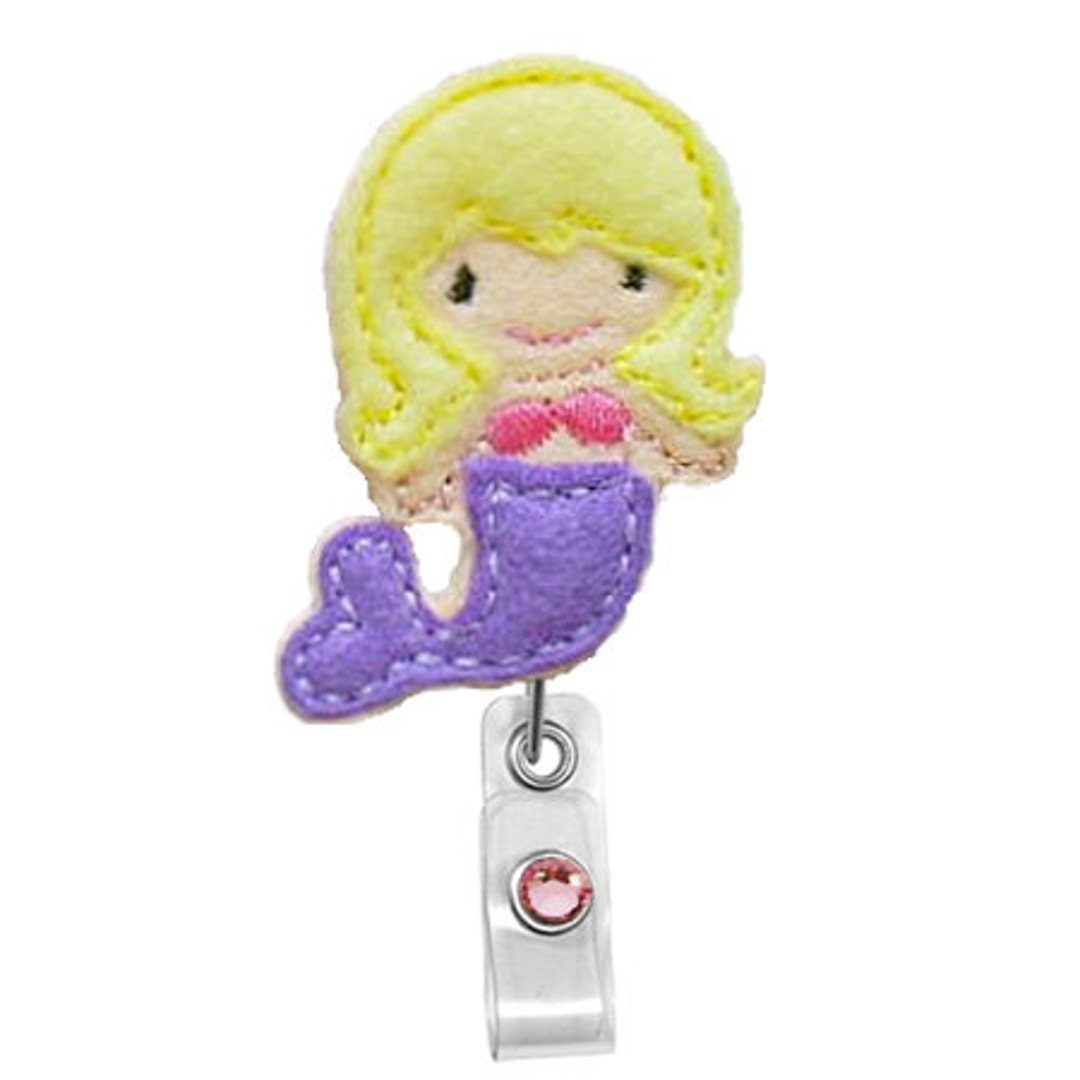 Cute Little Blond Mermaid - Name Badge Holder-nurses Badge Holder ...
