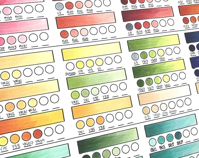 Blank Alcohol Marker Blending Swatch Sheet Version II Digital Swatch ...