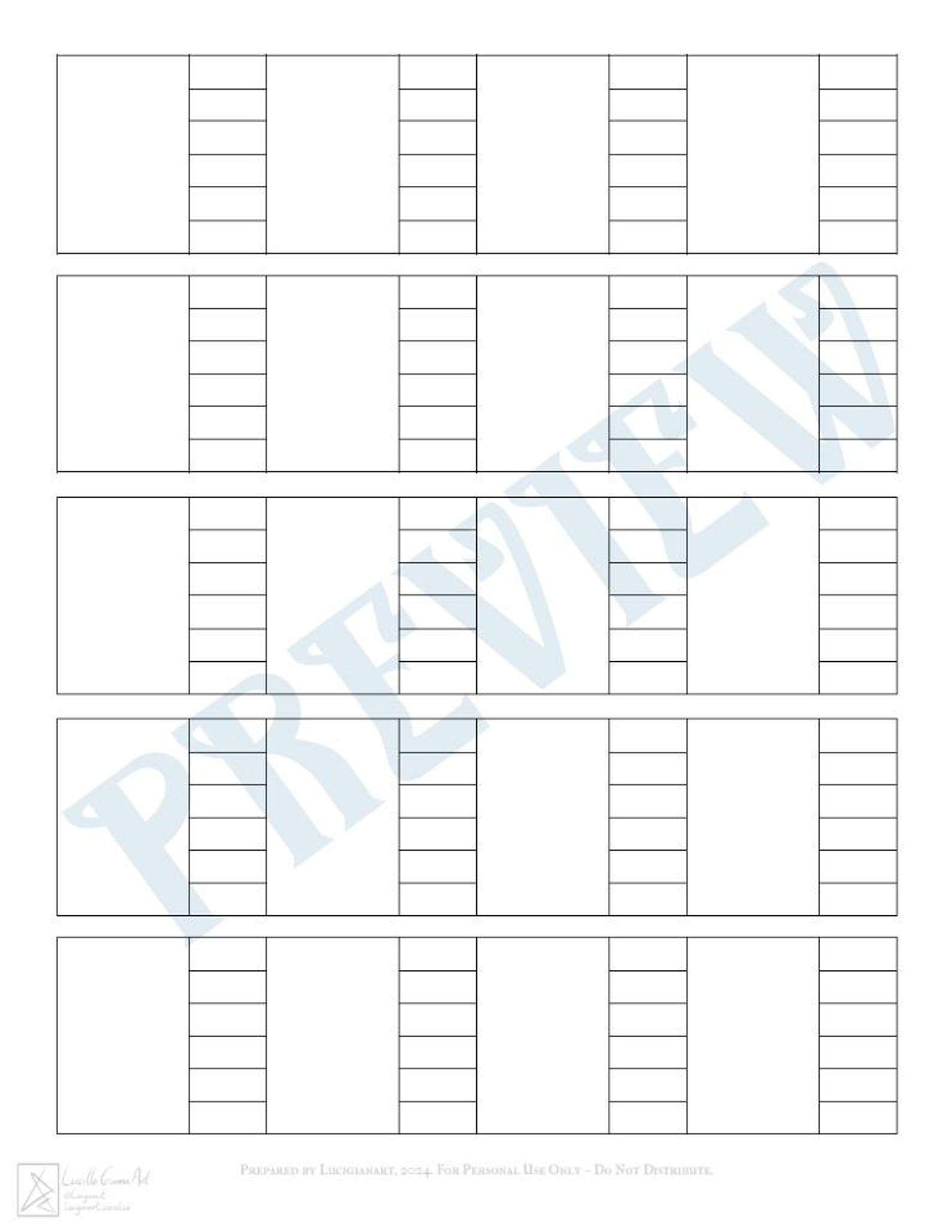 Blank Alcohol Marker Blending Swatch Sheet Versions I-IV BUNDLE ...