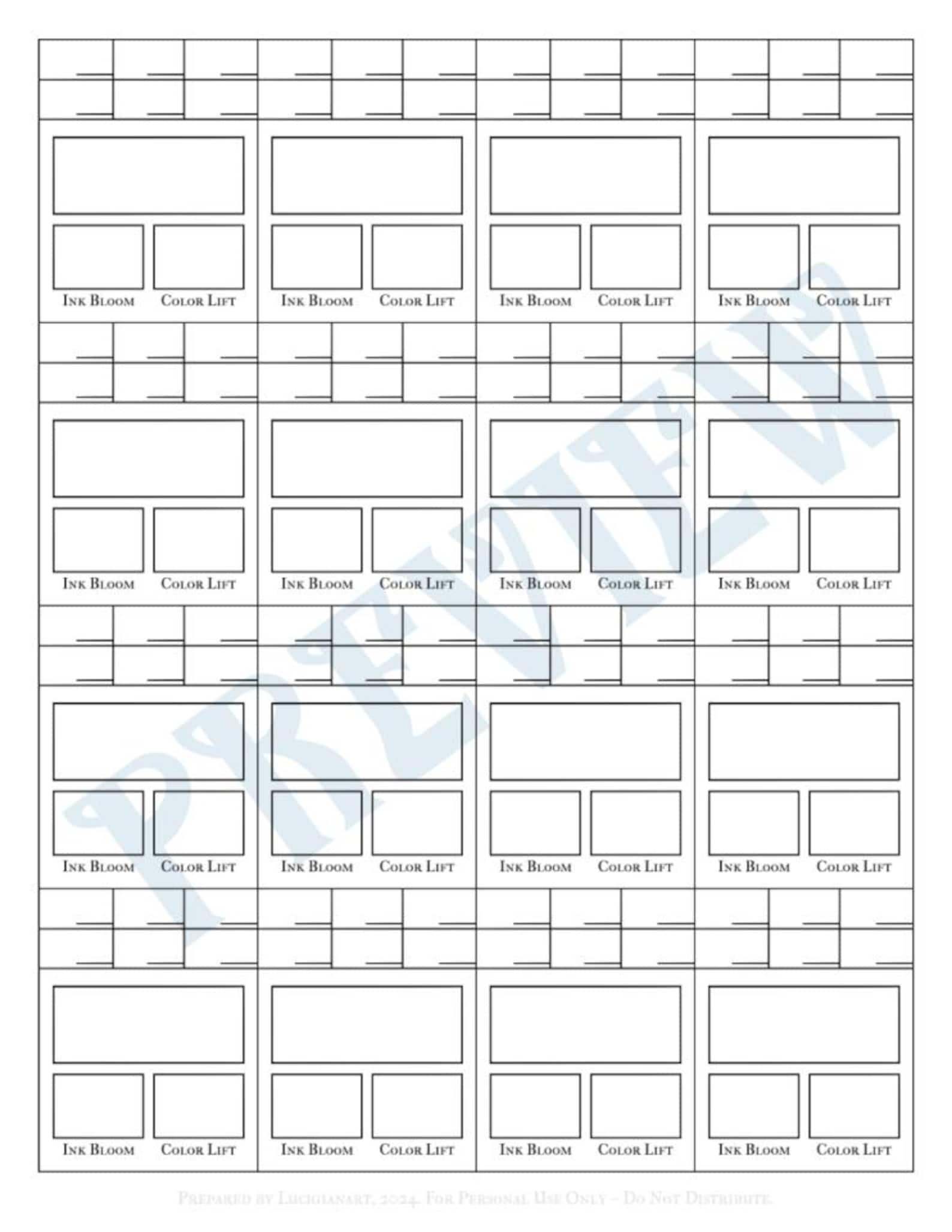 Blank Alcohol Marker Blending Swatch Sheet Versions I-IV BUNDLE ...