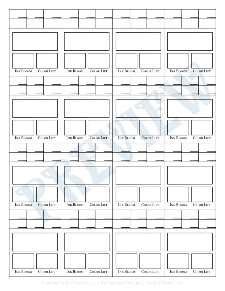 Blank Alcohol Marker Blending Swatch Sheet Versions I-IV BUNDLE ...