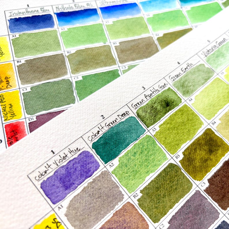 6 X 6 Watercolor Mixing Chart - Digital Swatch Sheet | Watercolors ...