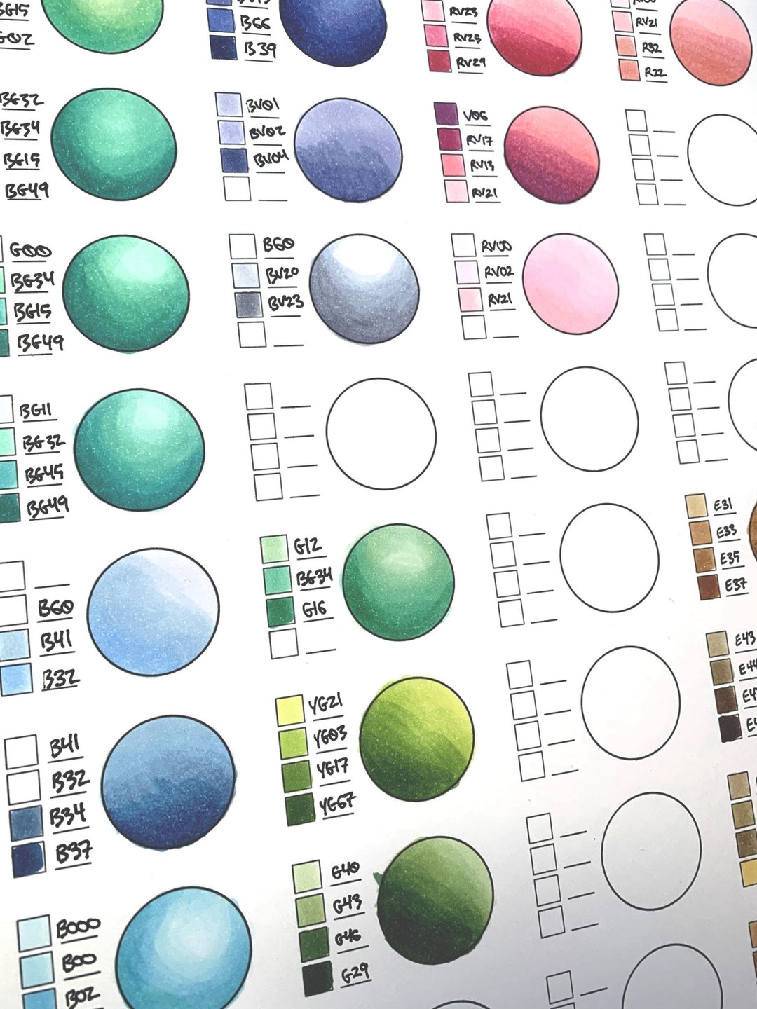 Blank Alcohol Marker Blending Swatch Sheet Version III - Digital Swatch ...
