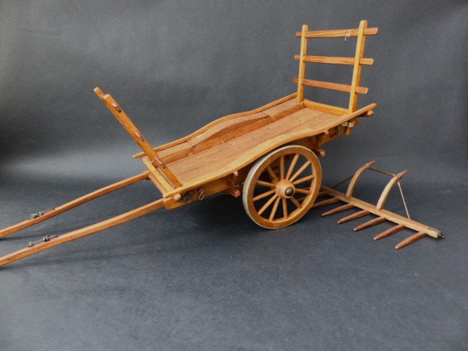 Vintage Horse Drawn Farm Hay Cart Model & Rake Wooden Model - Etsy