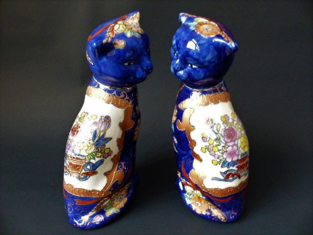 Vintage Chinese Blue Cats Figurine Decorated With Tube Lined - Etsy UK