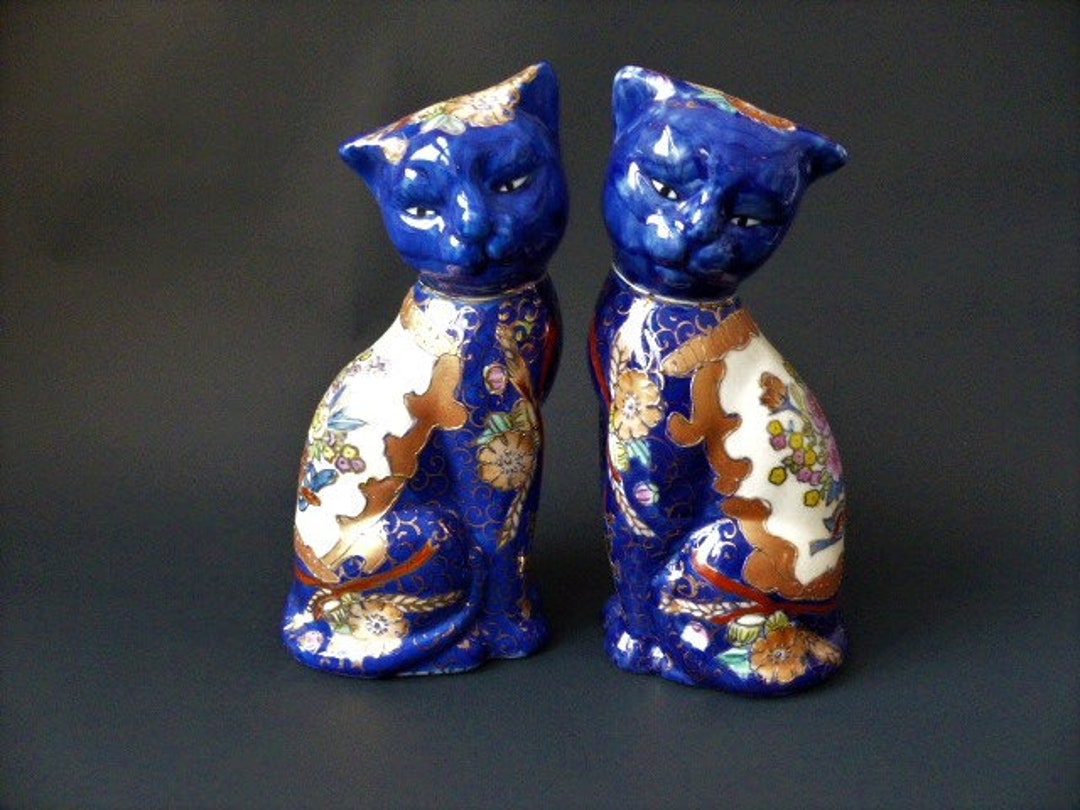 Vintage Chinese Blue Cats Figurine Decorated With Tube Lined - Etsy UK