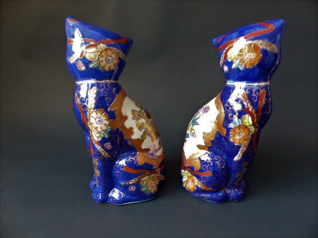 Vintage Chinese Blue Cats Figurine Decorated With Tube Lined - Etsy UK