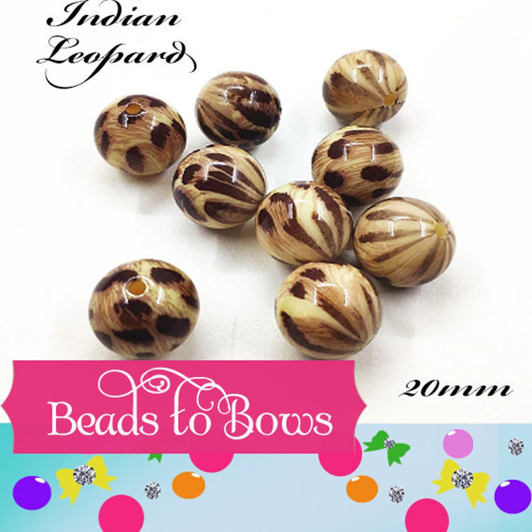 NEW 20mm Leopard Print Bubblegum Beads, Chunky Leopard Beads, Gumball ...