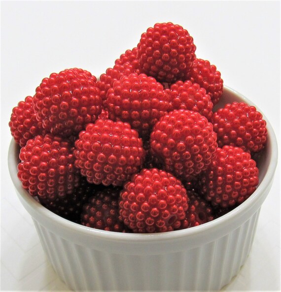 20mm Red Pearl Berry Rhinestone Beads Bubblegum Pearl Bumpy | Etsy