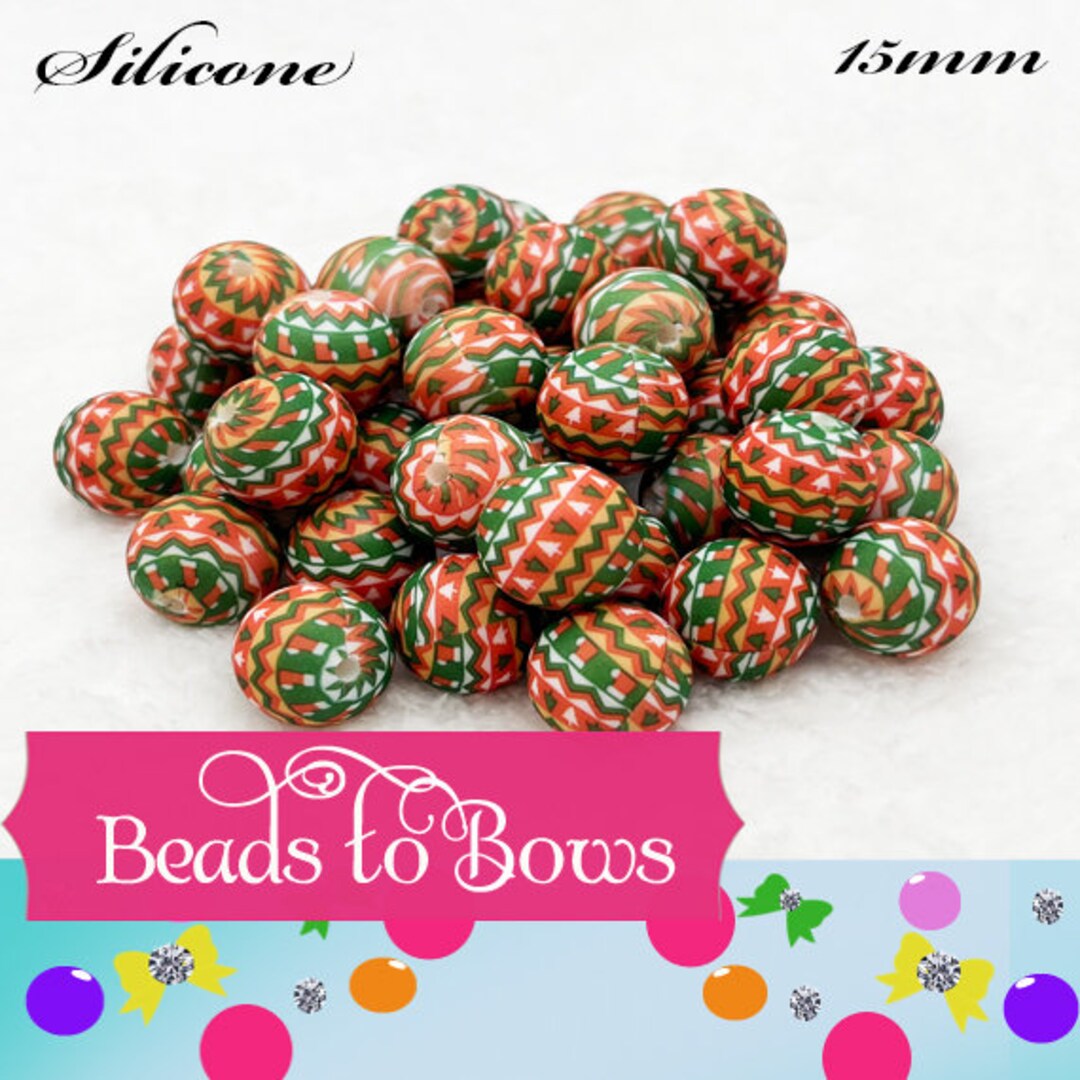 15mm Silicone Aztec Print Silicone Beads, Teething, Wristlet, Beadable ...