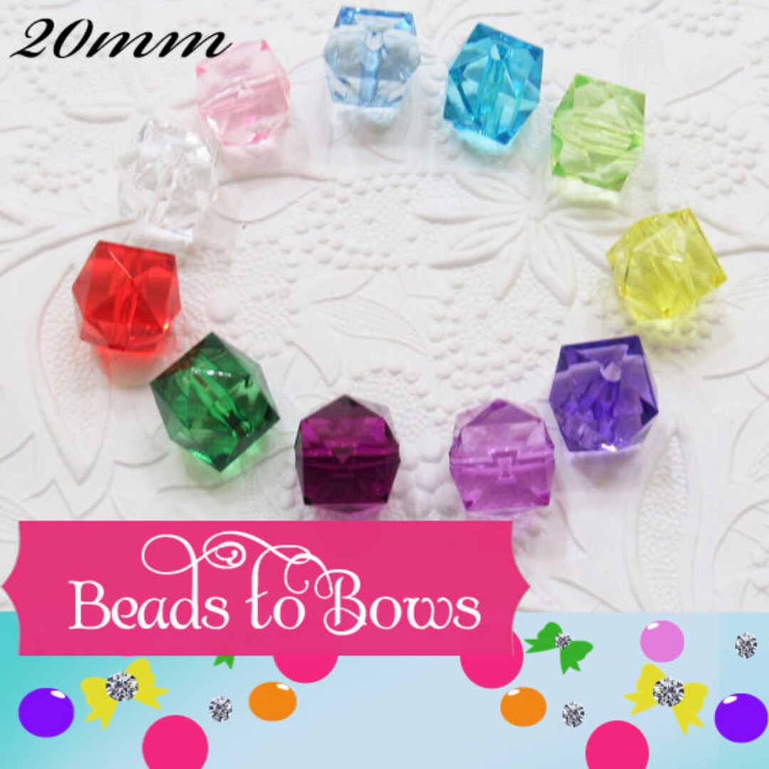 10ct. Faceted 20mm Bubblegum Ice Cube Beads, Gumball Ice Cube Bead ...