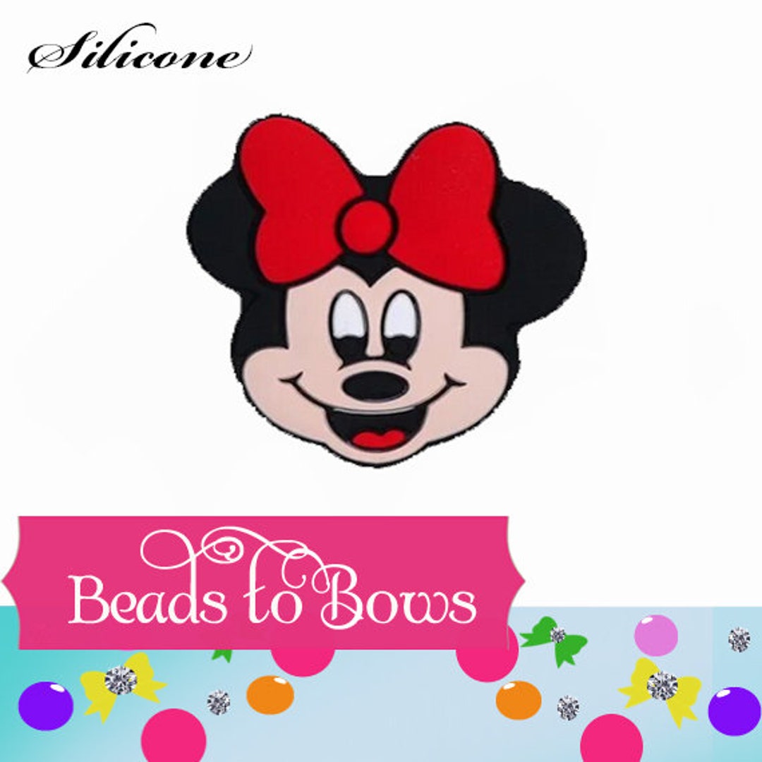 1 Silicone 20mm Minnie Mouse Focal Bead, for Wristlets, Beadable Pens ...