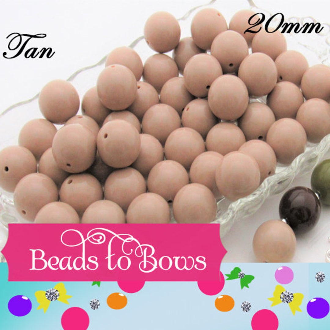Sale 20mm Tan Beads, Chunky Necklace Supply Bead, Round Acrylic Beads ...