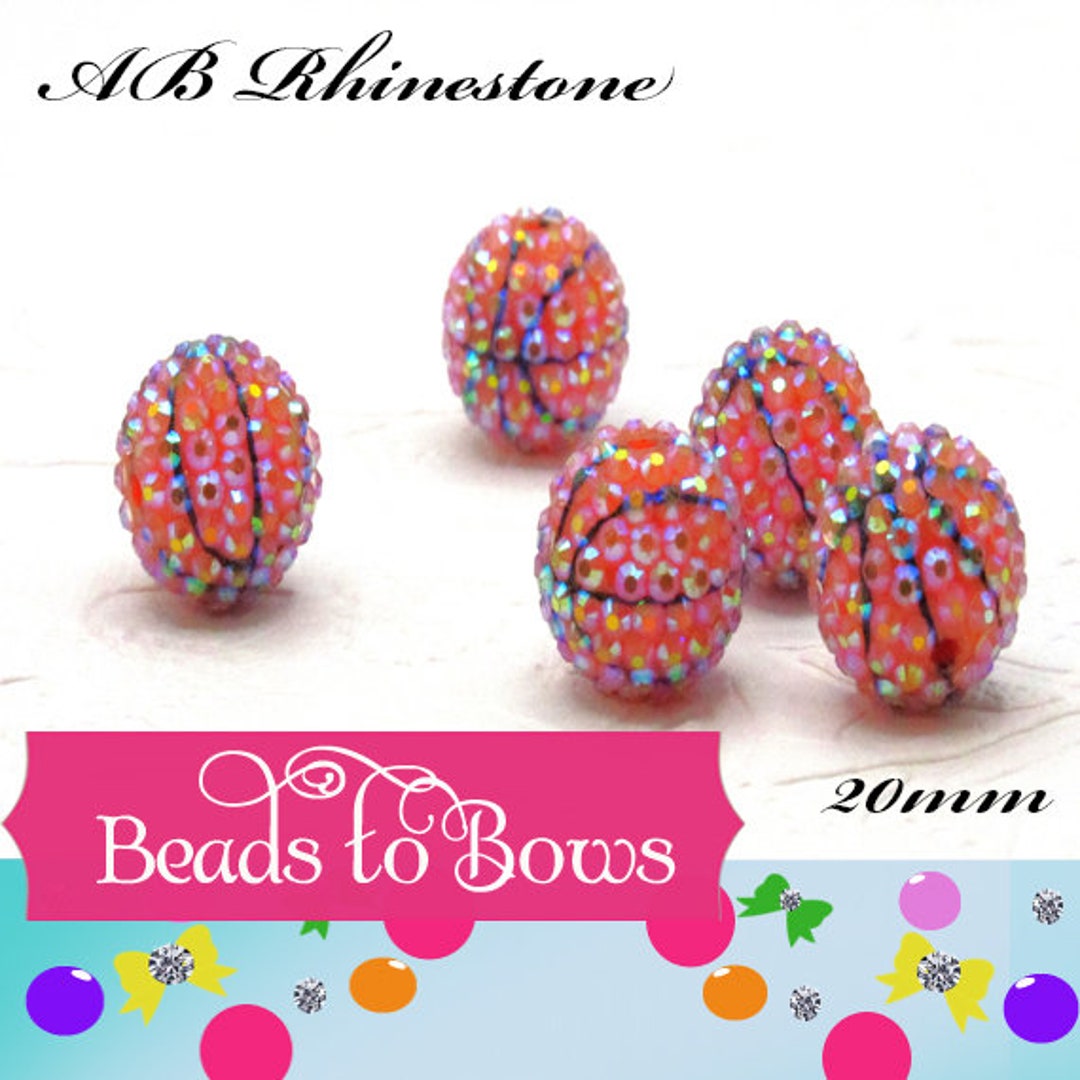 20mm AB Resin Rhinestone Basket Ball Beads, Orange Basketball Beads ...
