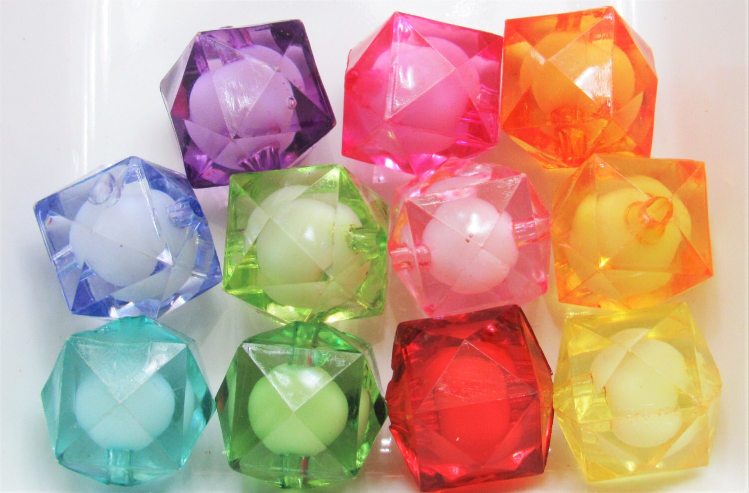 10 or 20 Count Cubed Transparent 20mm Faceted Beads Bead in A - Etsy