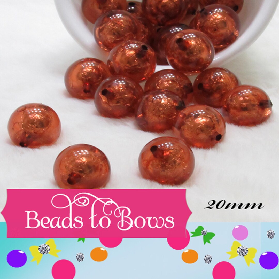 20mm Brown Foil Beads, Bubblegum Bead in A Bead, Chunky Foil Bead ...