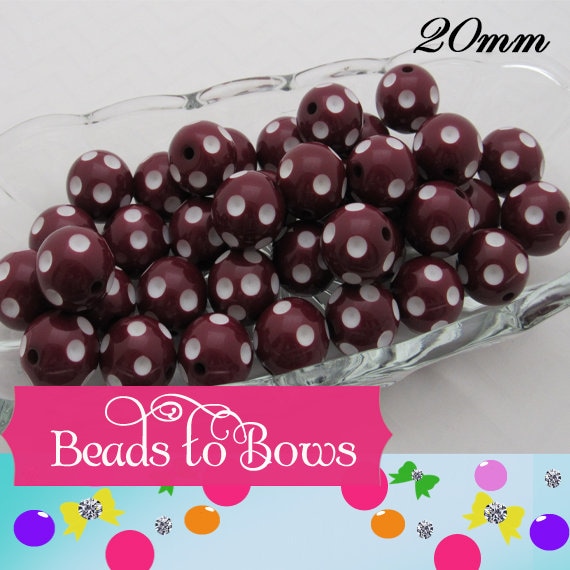 20mm Maroon Polka Dot Beads Bubblegum Beads Gumball Bead | Etsy