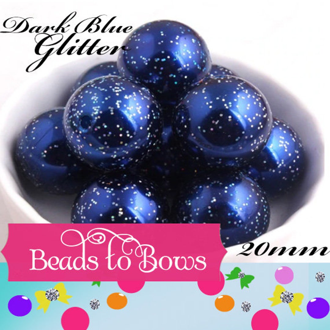 NEW 20mm Glitter Dark Blue Pearls, Chunky Bubblegum Pearl Beads ...
