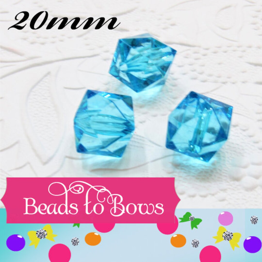 20mm Turquoise Faceted Ice Cube Beads Chunky Ice Cube Bead - Etsy