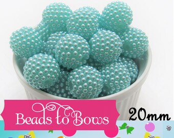 20mm Red Pearl Berry Rhinestone Beads, Bubblegum Pearl Bumpy Bead ...