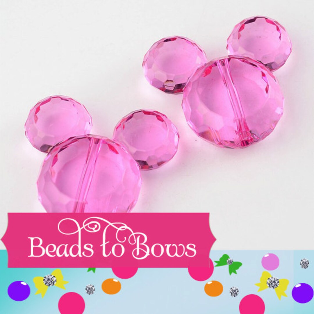 34mm Hot Pink Transparent Mickey Minnie Mouse Bubblegum Bead, Acrylic ...