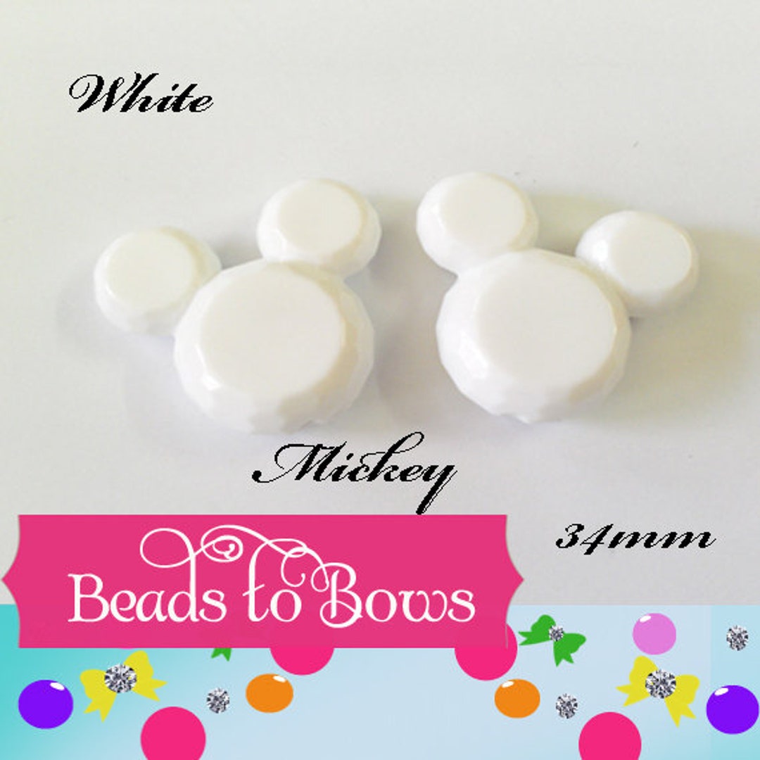 34mm White Mickey Bubblegum Bead, Acrylic Mickey Mouse Beads, Chunky ...