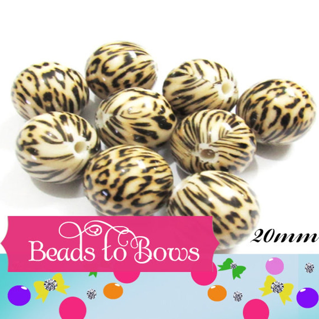 NEW 20mm African Leopard Print Bubblegum Beads, Chunky Leopard Beads - Etsy