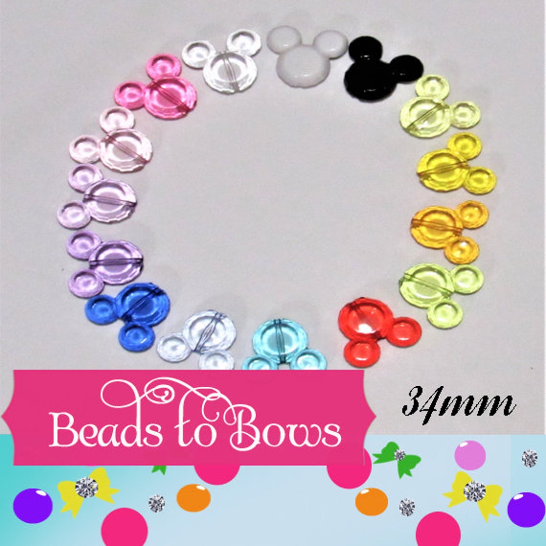 34mm Mickey Mouse Bubblegum Beads, Acrylic Minnie Mouse Bead, Mickey ...