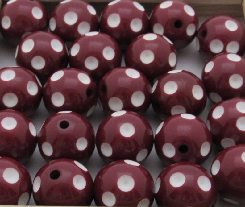 20mm Maroon Polka Dot Beads, Bubblegum Beads, Gumball Bead, Chunky ...