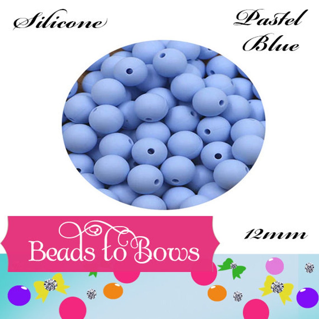 12mm Pastel Blue Silicone Bead, Teething Silicone Beads, Beadable Pen ...